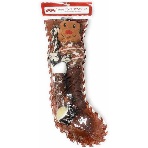 Holiday Time | Holiday | Brown Dog Toy Stocking 2 Plush Toys 2 Balls ...